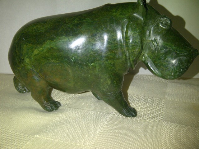 Crystal Wizard Hippo Verdite Statue 3307, Verdite, 3307