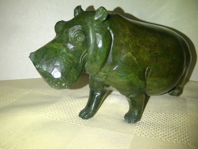 Crystal Wizard Hippo Verdite Statue 3307, Verdite, 3307